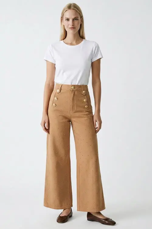 EXQUISE Vaila Wide Leg Denim Pants