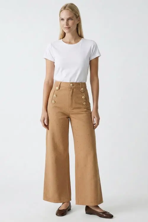 EXQUISE Vaila Wide Leg Denim Pants