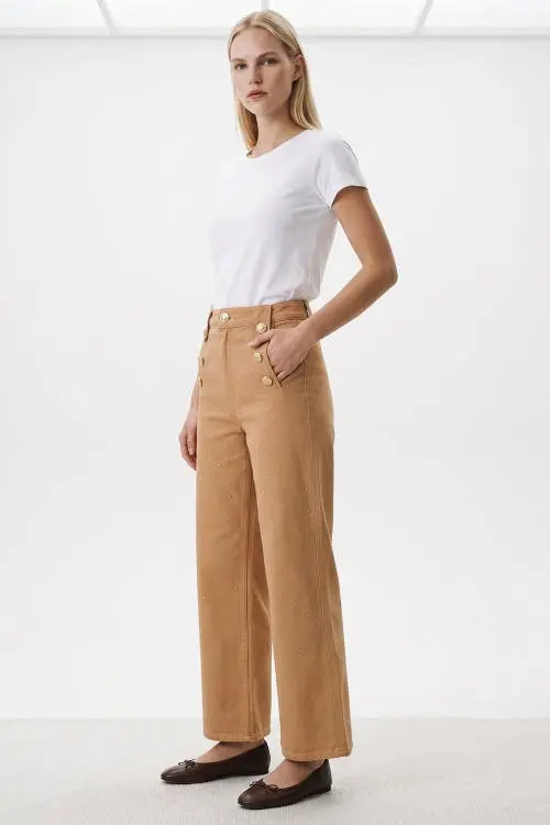 EXQUISE Vaila Wide Leg Denim Pants