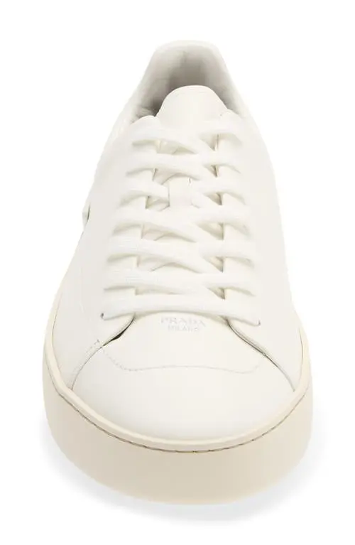 Prada Leather Court Sneaker - Bianco