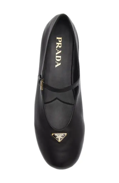 Prada Logo Leather Mary Jane