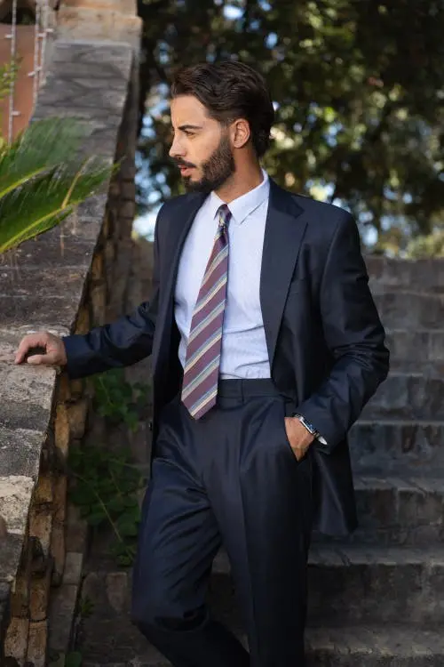 ELIZABETTA Muranosilk Jacquard Tie For - Plum