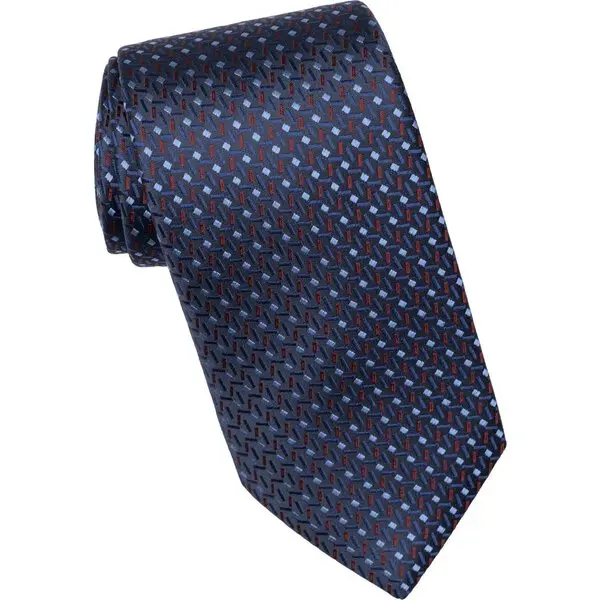 ELIZABETTA Sevilleextra Long Silk Jacquard Tie For - Blue
