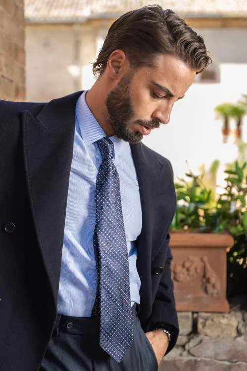 ELIZABETTA Sevilleextra Long Silk Jacquard Tie For - Blue
