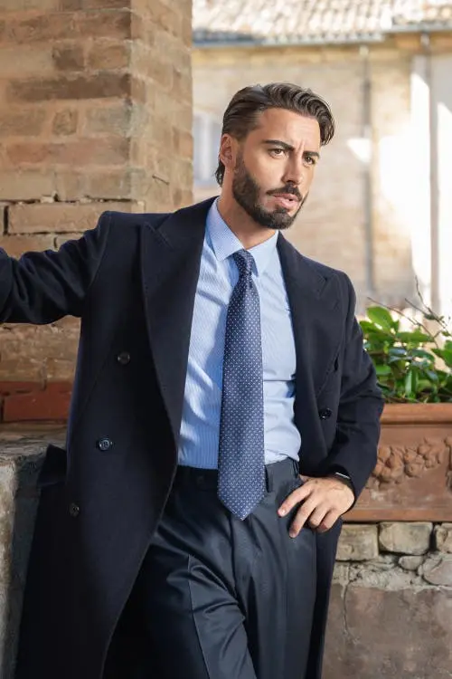 ELIZABETTA Sevilleextra Long Silk Jacquard Tie For - Blue