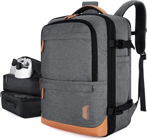 BAGSMART Falco 40l Expandable Airline Approved Carry On Travel Backpack With Packing Cubes & Shoes Organizer - Grey