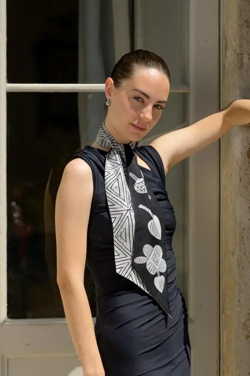 ELIZABETTA Martaskinny Silk Scarf - Black