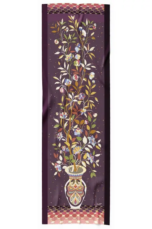 ELIZABETTA Vaso Fioritowool Silk Scarf - Plum