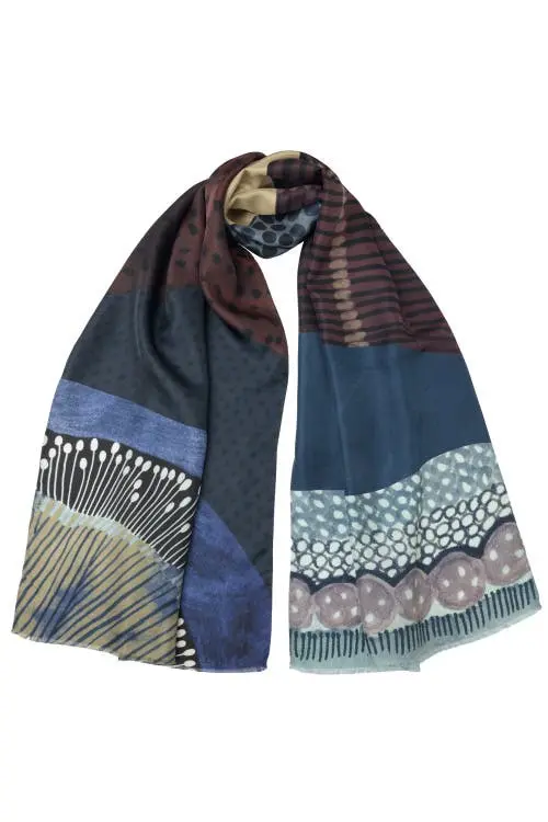 ELIZABETTA Elisalong Silk Scarf - Blue