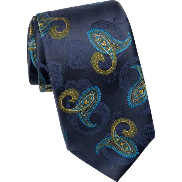 ELIZABETTA Romanosilk Jacquard Tie For - Navy