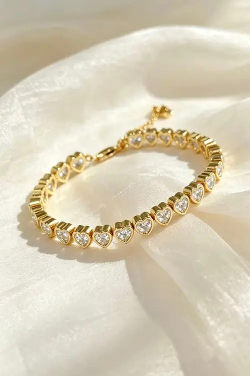CLASSICHARMS Cubic Zirconia Heart Tennis Bracelet