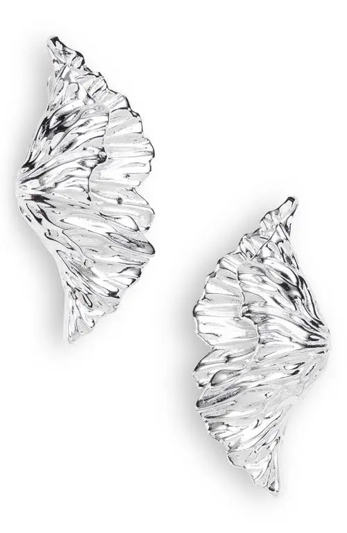 NAVEDA Selina Petal Statement Earrings - Silver