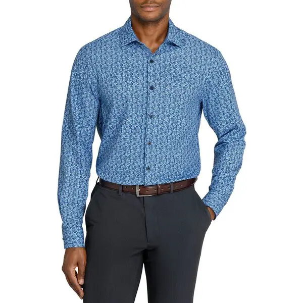 W.R.K Regular Fit Bluehour Meadow Performance Dress Shirt - Navy/blue