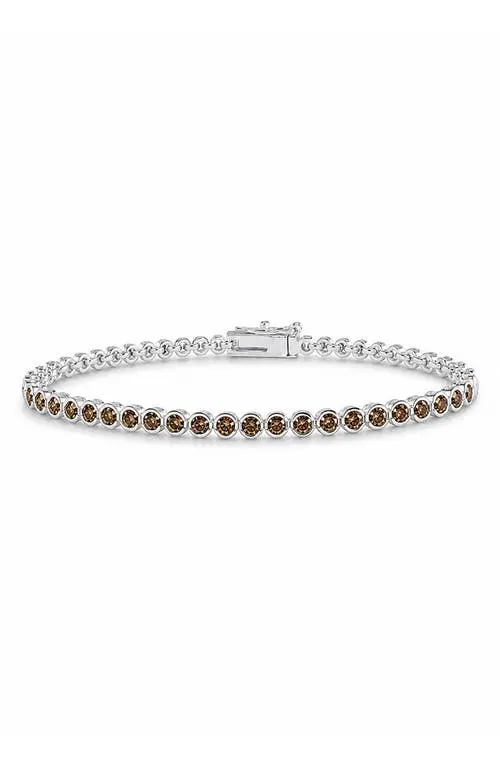 Sterling Forever Helene Bezel Cubic Zirconia Eternity Bracelet - Silver/chocolate