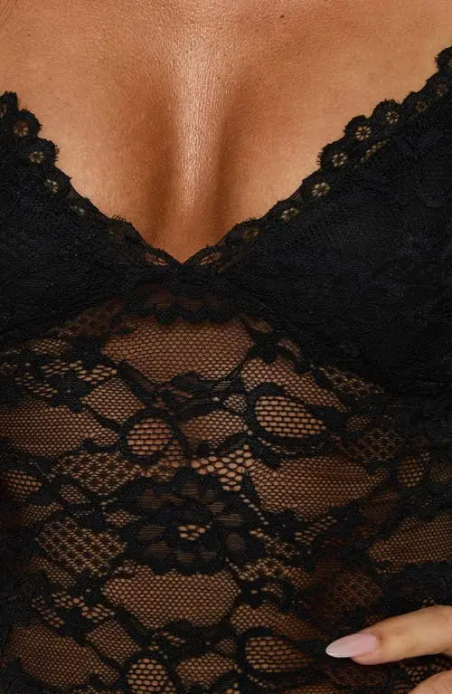 Princess Polly Arria Sheer Lace Top - Black