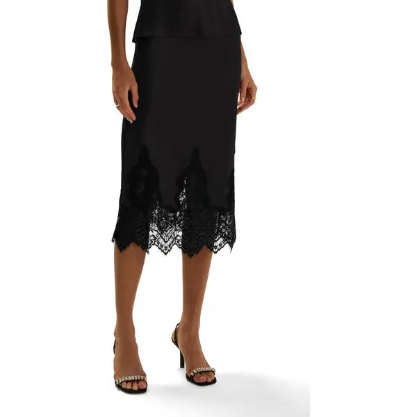 FAVORITE DAUGHTER The Sweet Nothings Midi Skirt - Black
