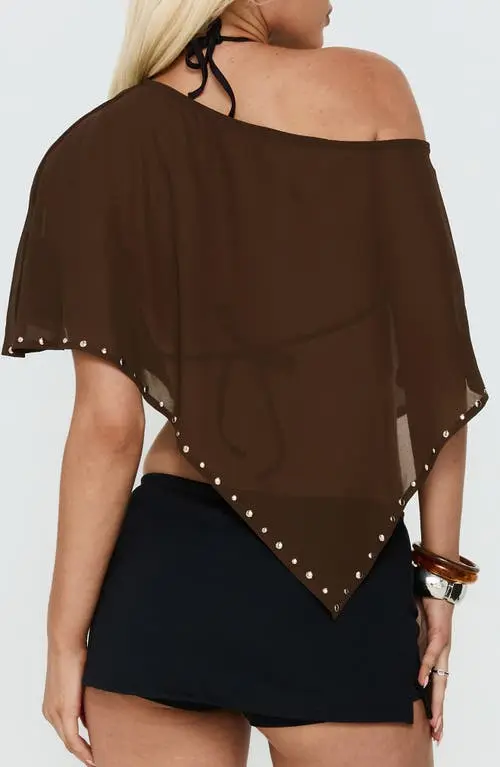Princess Polly Safe Space Studded One Shoulder Poncho