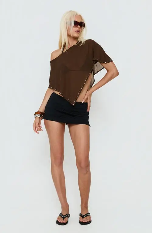 Princess Polly Safe Space Studded One Shoulder Poncho
