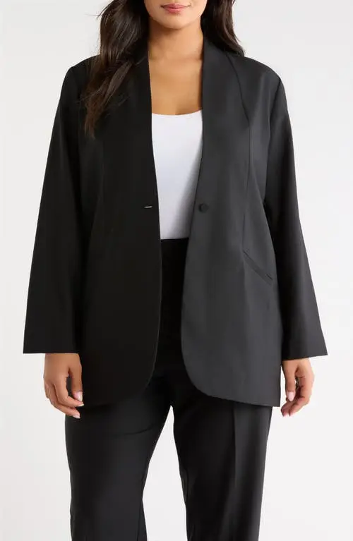 Eileen Fisher Stand Collar Wool Blazer - Black