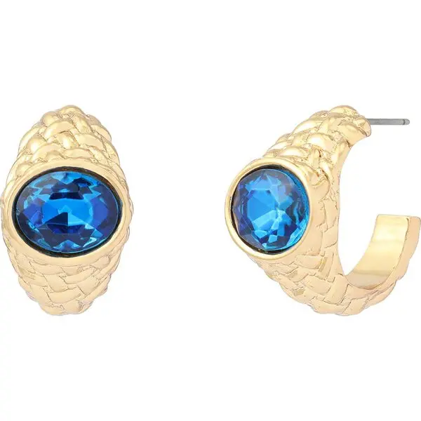 Kurt Geiger Small Crystal Hoop Earrings - Blue
