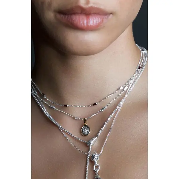 AWE INSPIRED Nocturne Delicate Snake Lariat Necklace - Silver