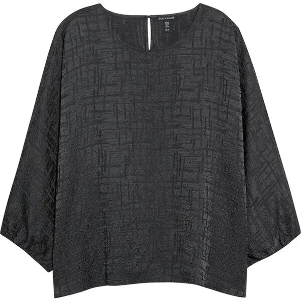 Eileen Fisher Textured Silk Dolman Sleeve Top