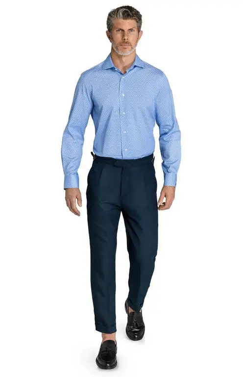 BROOKLYN BRIGADE Wythe Diamond Cotton Twill Dress Shirt