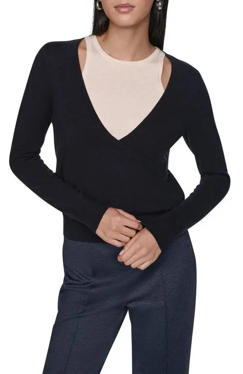 Dkny Double Layer Sweater - Navy/birch