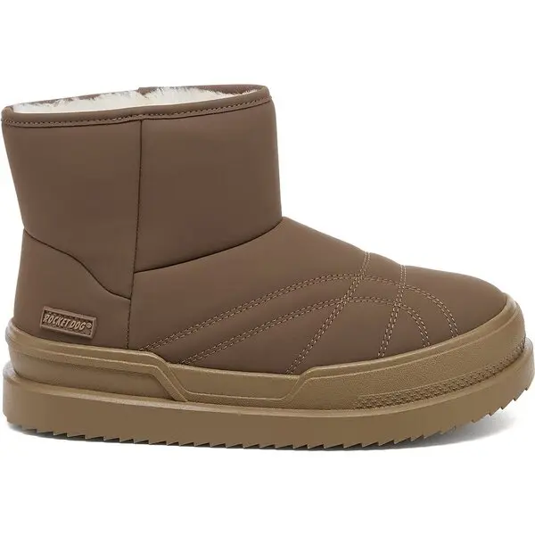 ROCKET DOG Ryder Faux Suede Platform Slipper Boots - Dark Brown