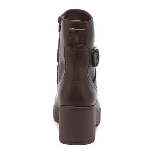 ROCKET DOG Jimmy Faux Leather Buckle Strap Wedge Boots - Dark Brown