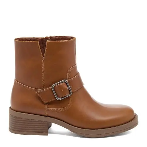 ROCKET DOG Freddie Faux Leather Belted Moto Boots - Cognac