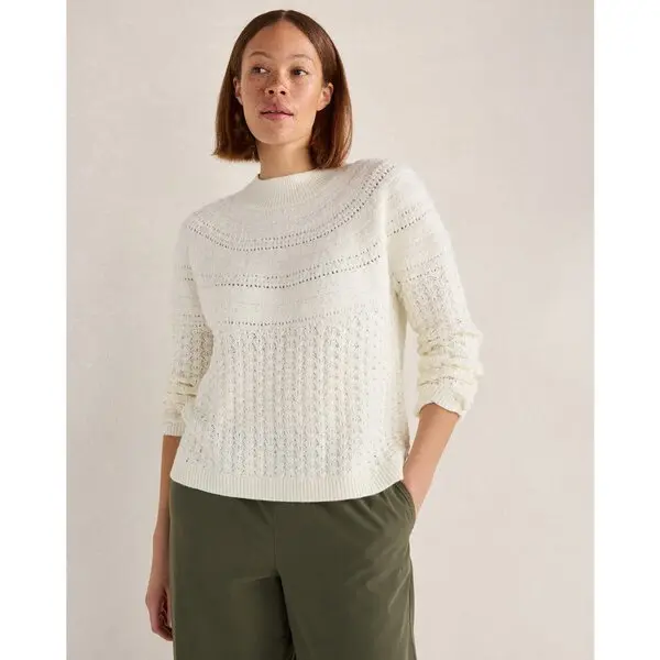 HAVEN WELL WITHIN Heirloom Mixed Stitch Crewneck Sweater - Ivory
