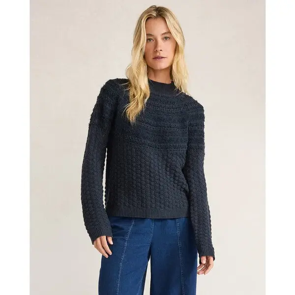 HAVEN WELL WITHIN Heirloom Mixed Stitch Crewneck Sweater - Nightfall