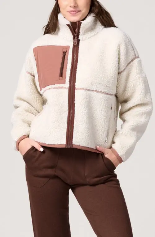 JORDE Miller Recycled Wool Blend Crop Fleece Jacket - Latte