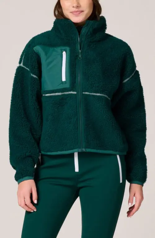 JORDE Miller Recycled Wool Blend Crop Fleece Jacket - Spruce