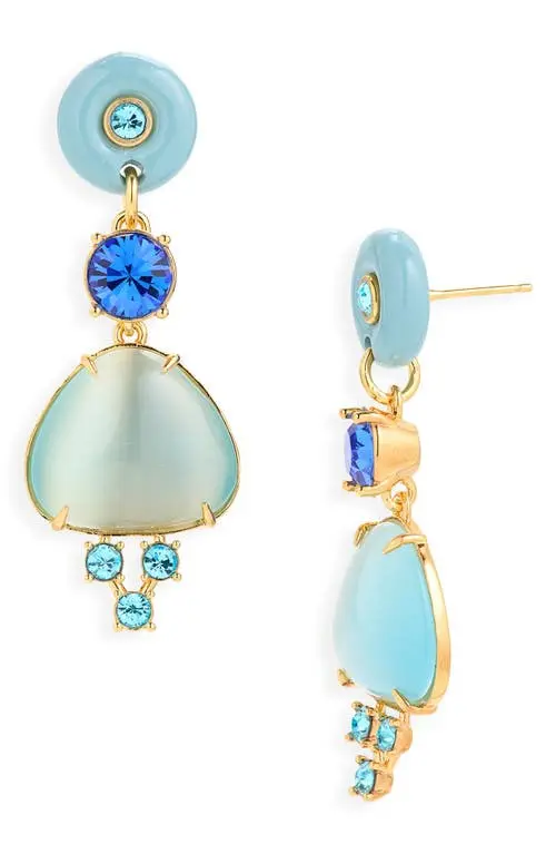 Oscar De La Renta Cabochon & Crystal Drop Earrings - Blue