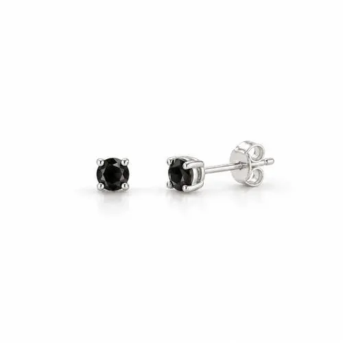 DONATELLO GIAN Sterling 4mm Black Stud Earrings - Silver