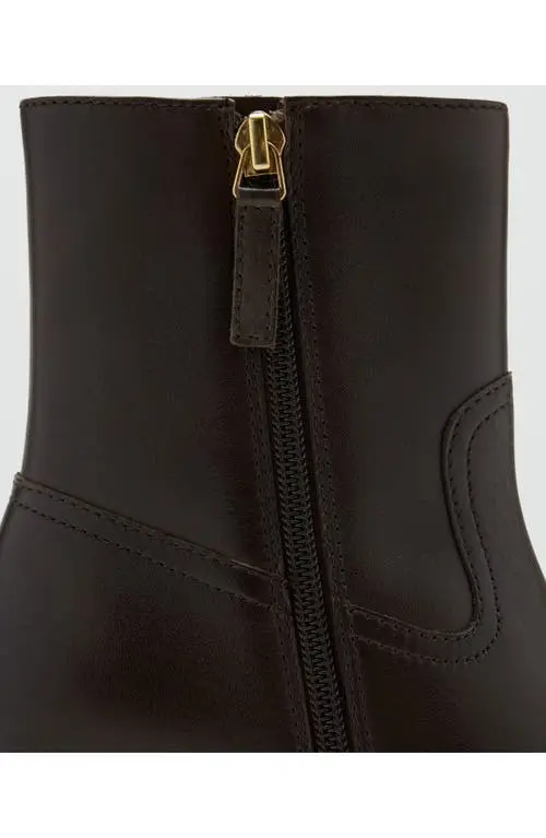 Mango Leather Pointed Toe Ankle Boot