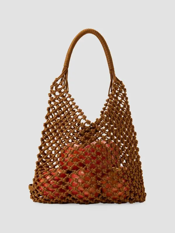 NAGHEDI Isola Large Net Shoulder Bag - Teak
