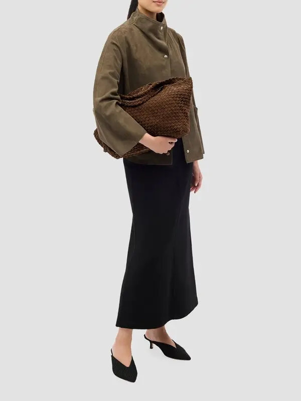 NAGHEDI St. Barths Medium Suede Tote Bag - Teak