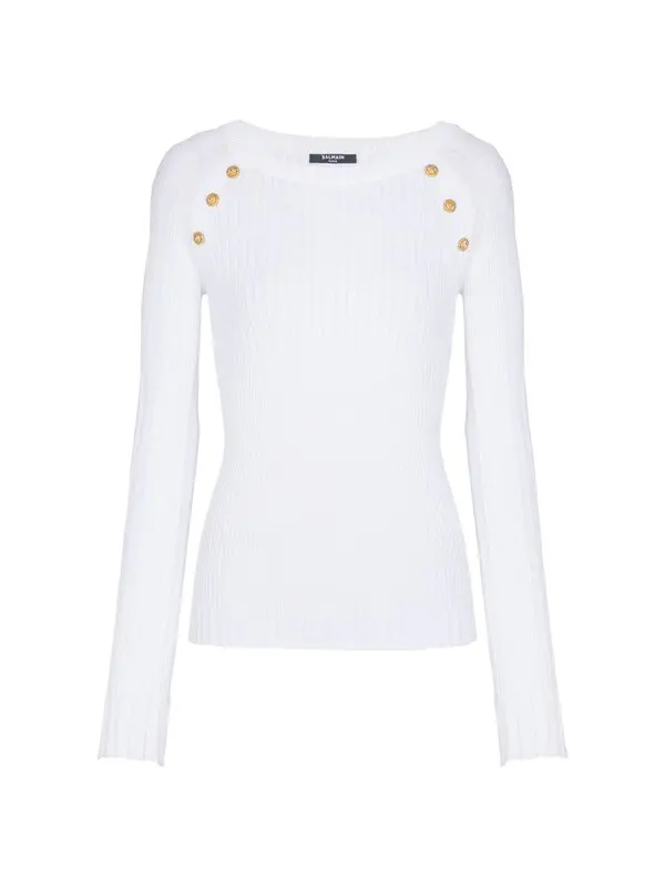 Balmain Buttoned-shoulder Boatneck Sweater