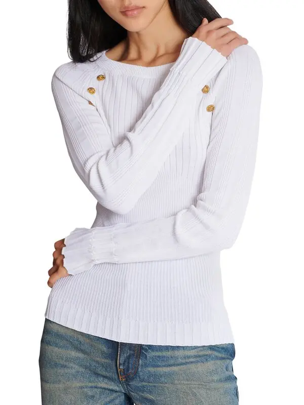 Balmain Buttoned-shoulder Boatneck Sweater