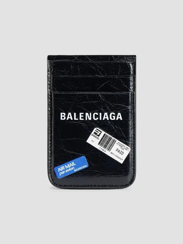 Balenciaga Shopper Phone Magnet Card Holder With Stand - Black