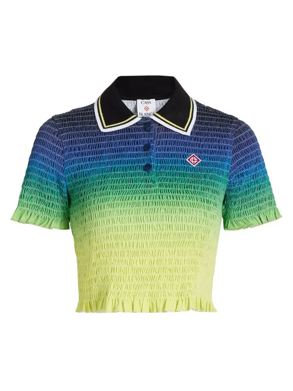Casablanca Shirred Cotton Polo Shirt