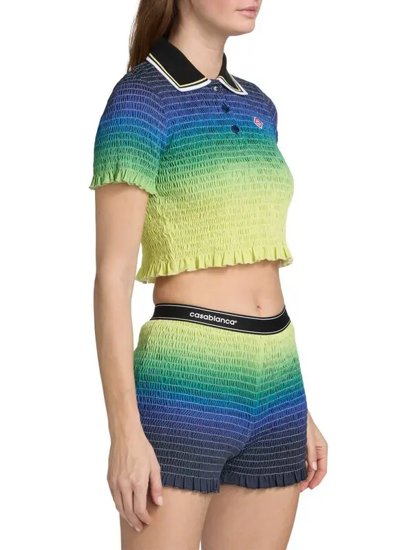 Casablanca Shirred Cotton Polo Shirt