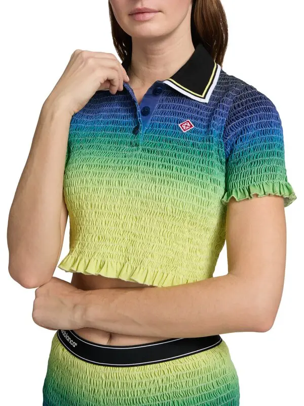 Casablanca Shirred Cotton Polo Shirt