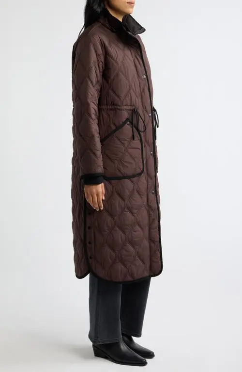 Bernardo Hooded Diamond Quilted Long Coat - Mole