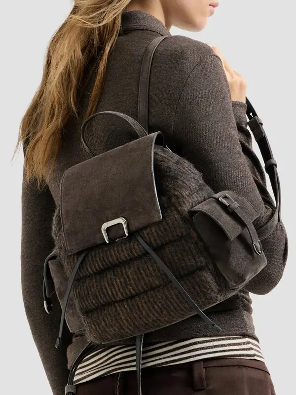 Brunello Cucinelli Sartorial Backpack In Mohair And Wool Knit