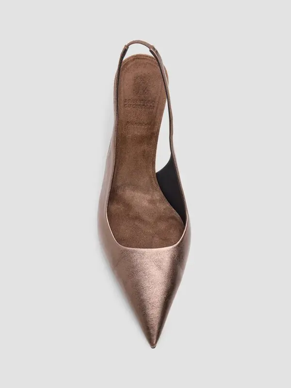 Brunello Cucinelli 80mm Leather Slingback Pumps