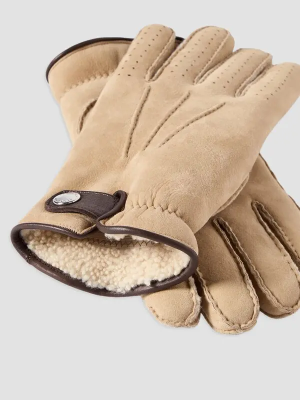 Brunello Cucinelli Suede Curly Shearling Gloves